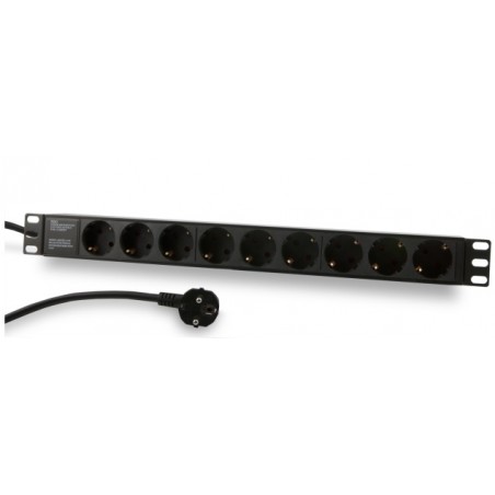 Multiprise Electrique - 9 prises (CEE7) - Rackable 19 pouces - 1 U - Noir